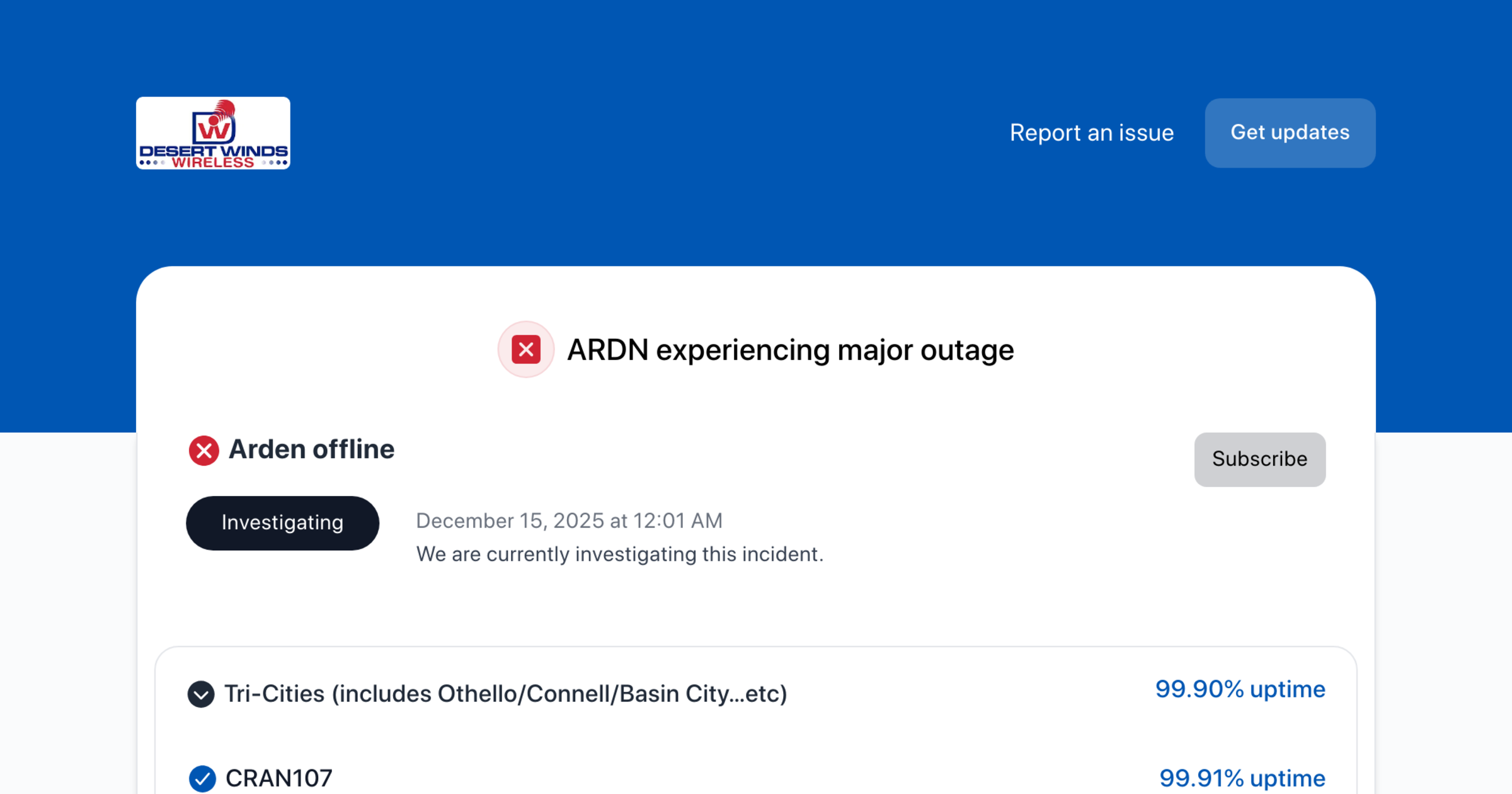 Desert Winds Wireless Status